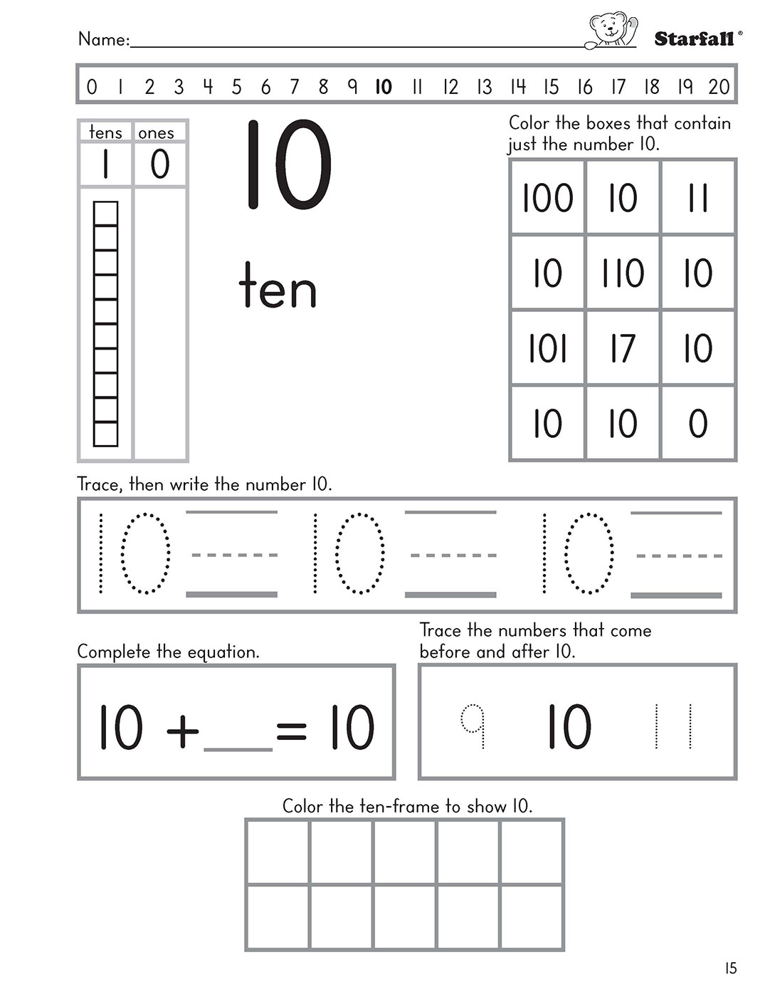 Math Workbook 1 - Starfall | Parent-Teacher Center